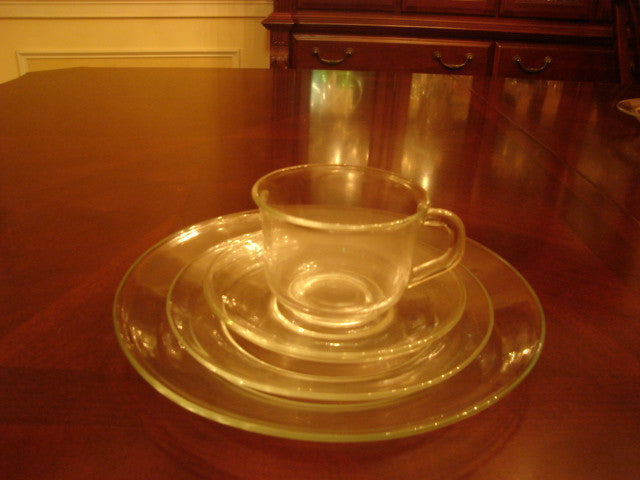 Vintage Arcoroc France 16 pc Clear Glass Dinnerware Set | FayZen'sKreations