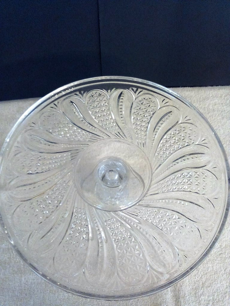 Antique McKee EAPG "Feather Doric" Clear Pressed Glass Cake Stand ...